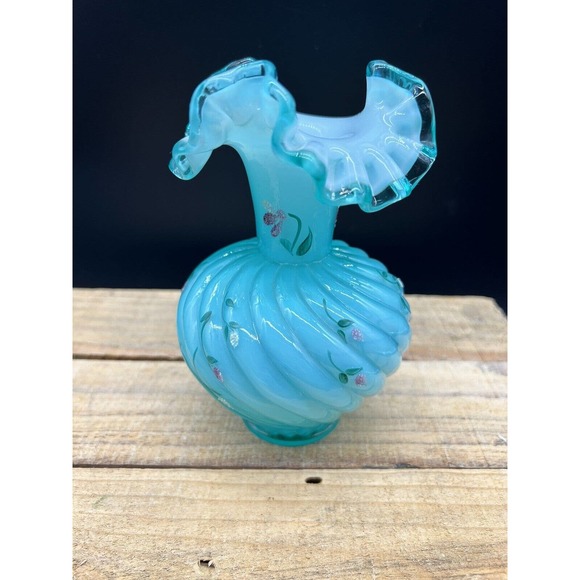 Fenton | Accents | Fenton Glassice Green Opalescent Overlay Spiral ...